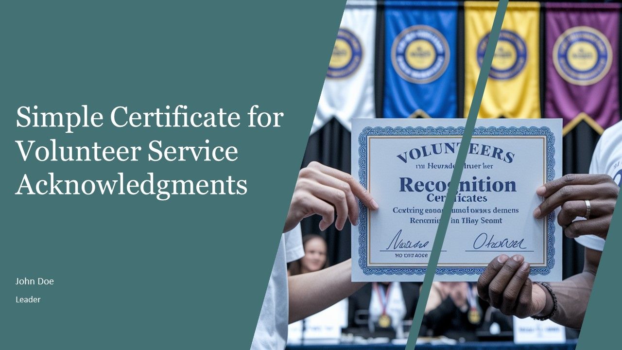 Simple Certificate For Volunteer Service Acknowledgments PPT PowerPoint AT