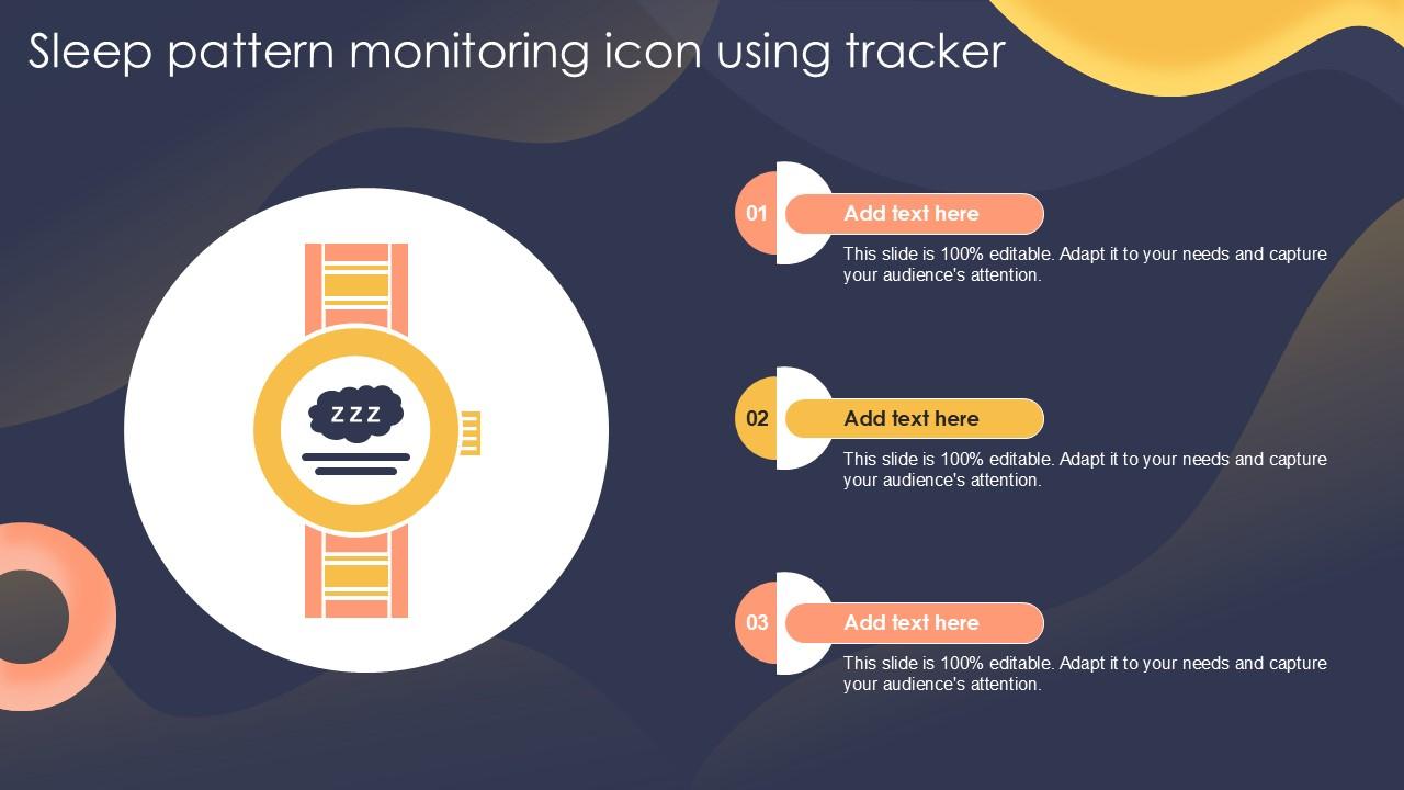 Sleep Pattern Monitoring Icon Using Tracker Ppt Sample Ppt Powerpoint