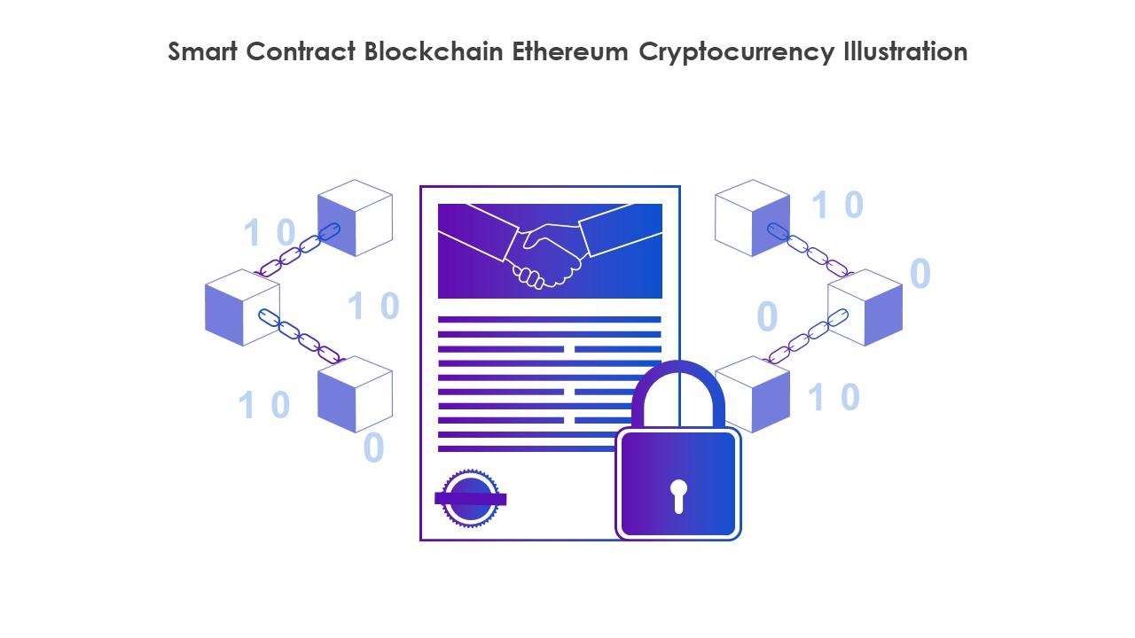 Smart Contract Blockchain Ethereum Cryptocurrency Illustration Ppt