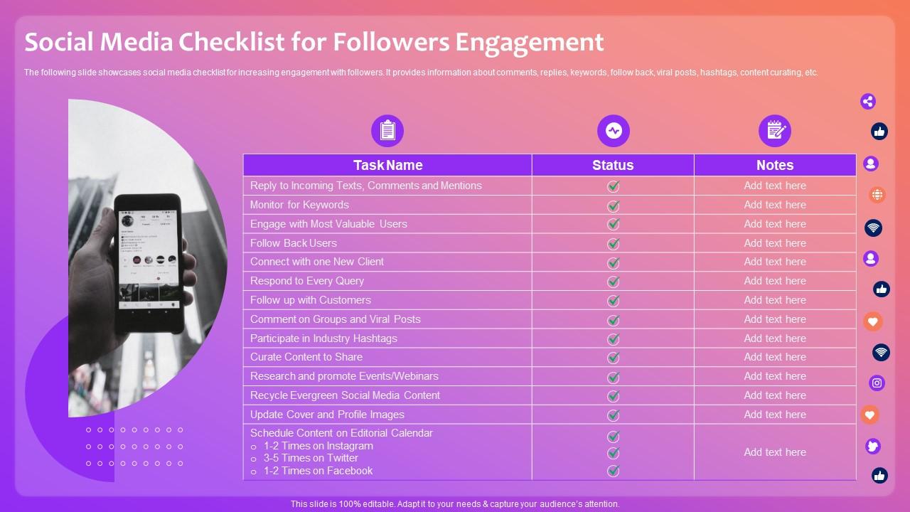 Social Media Checklist For Followers Engagement Optimizing Social Media ... Social Media Checklist For Followers Engagement Optimizing Social Media ...