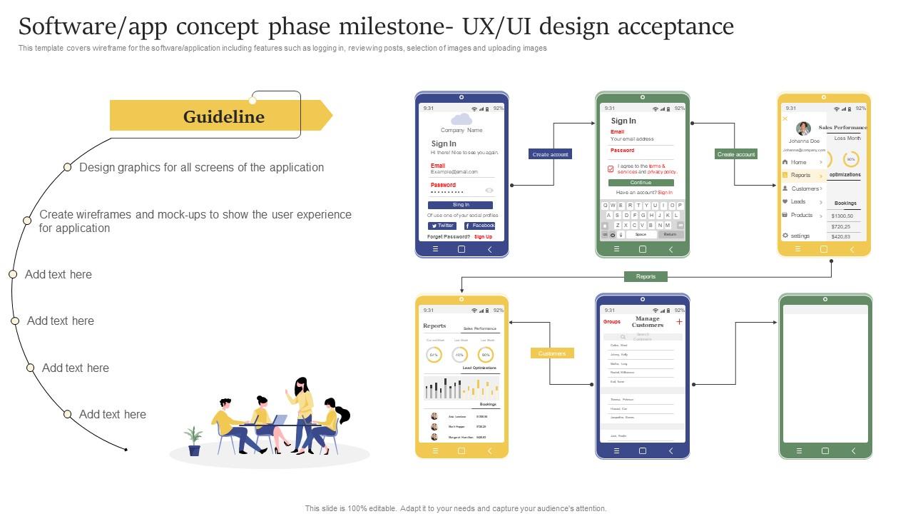 Software App Concept Phase Milestone Ux Ui Design Acceptance Design And Build Custom Ppt