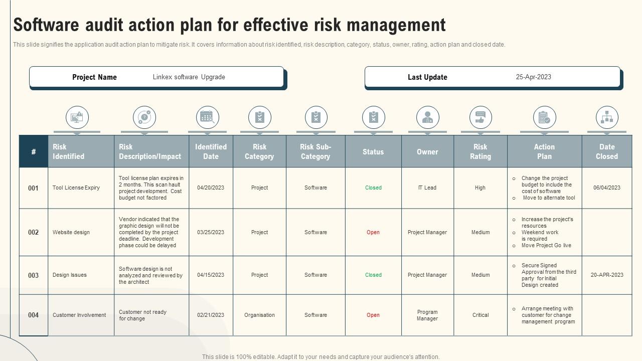 Software Audit Action Plan For Effective Risk Management PPT Slide