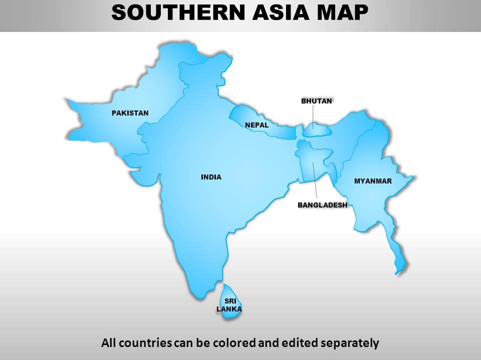 South Asia Continents PowerPoint maps | PowerPoint Slide Images | PPT ...