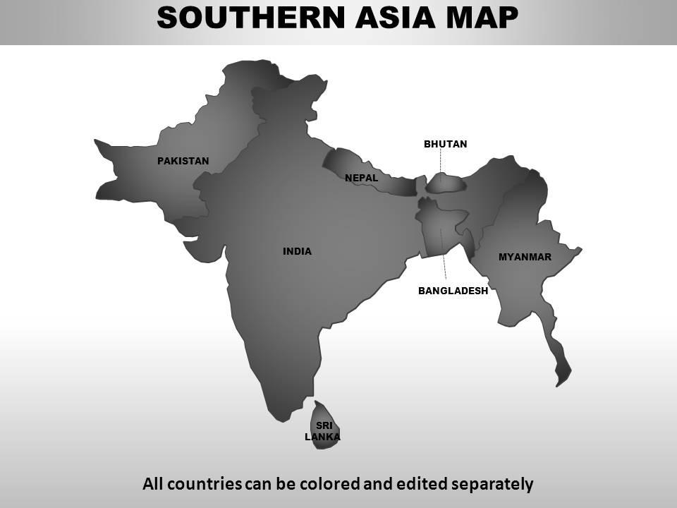 South Asia Continents PowerPoint maps | PowerPoint Slide Images | PPT ...