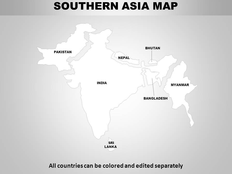 South Asia Continents PowerPoint maps | PowerPoint Slide Images | PPT ...