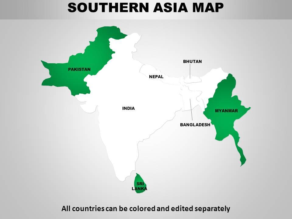 South Asia Continents PowerPoint maps | PowerPoint Slide Images | PPT ...