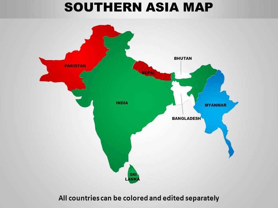 South Asia Continents PowerPoint maps | PowerPoint Slide Images | PPT ...