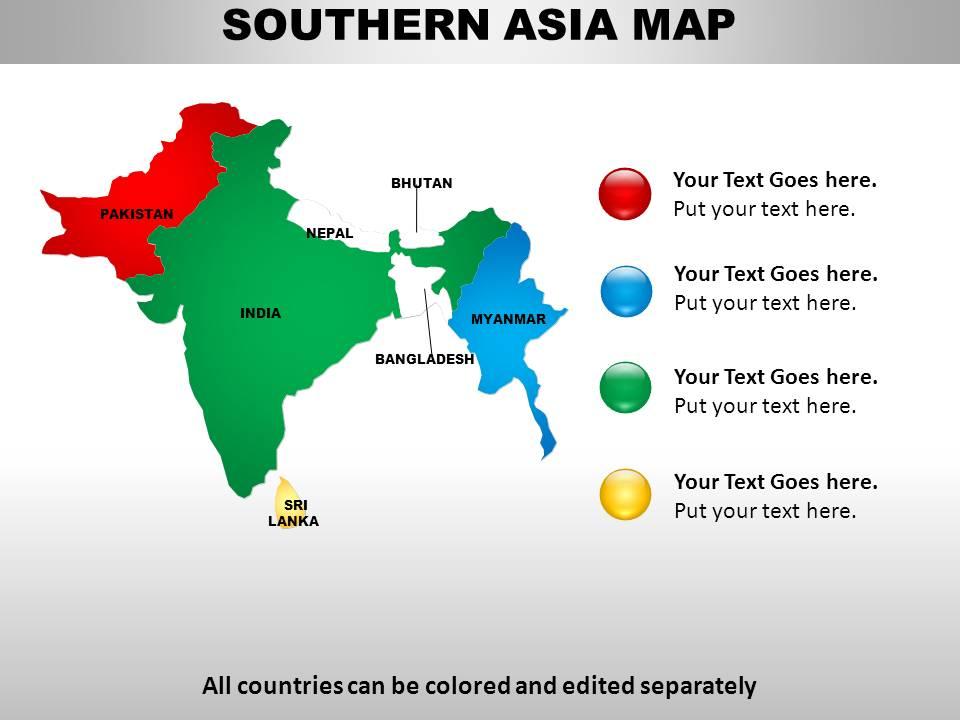 South Asia Continents PowerPoint maps | PowerPoint Slide Images | PPT ...