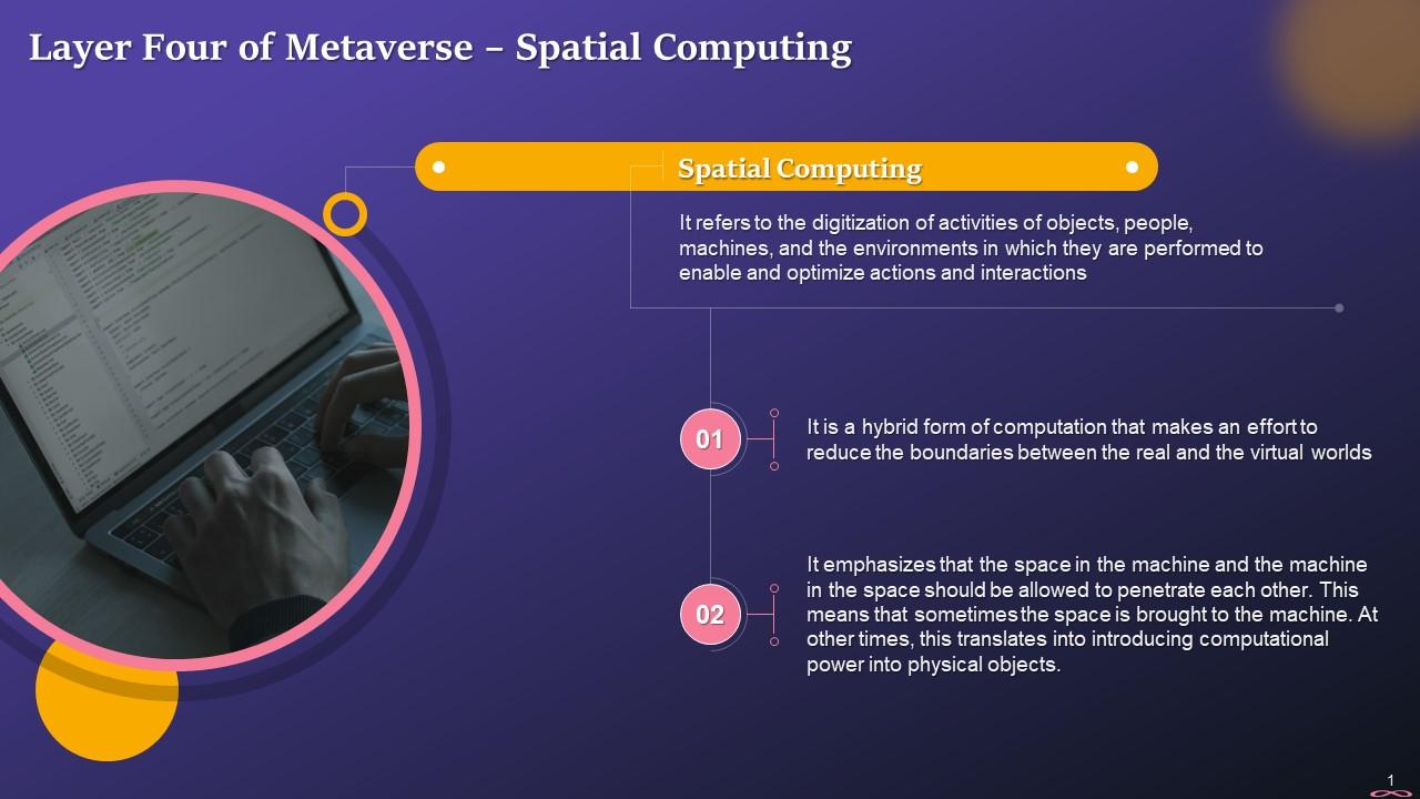 Spatial Computing Fourth Layer Of Metaverse Training Ppt PPT Slide