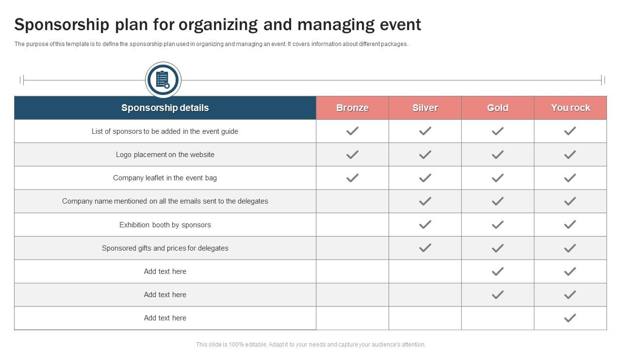 Sponsorship Plan For Organizing And Managing Event PPT Example