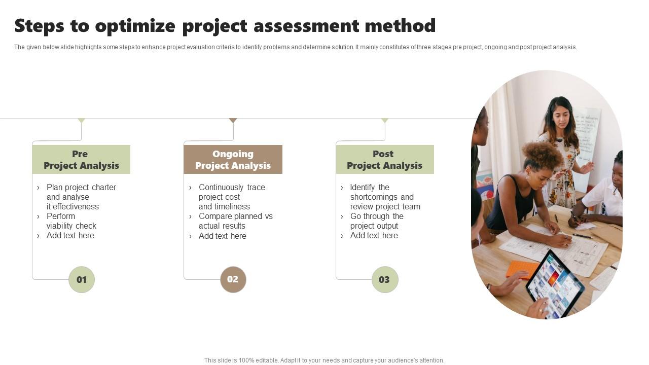 Steps To Optimize Project Assessment Method PPT Sample