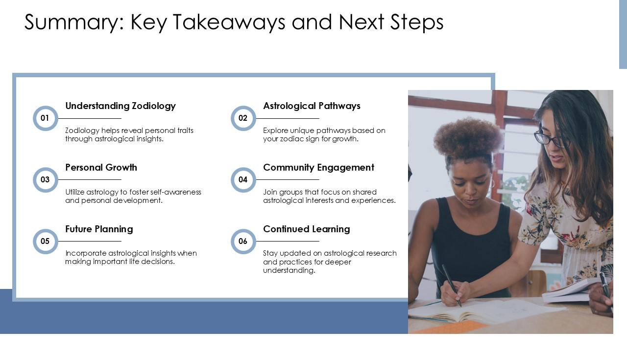 Summary Key Takeaways And Next Steps Zodiology Ppt Sample St Ai Ss Ppt