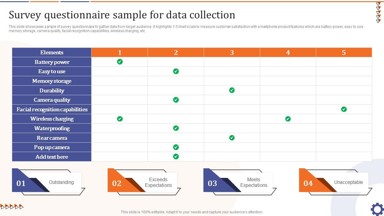 Survey Questionnaire Sample For Data Collection Guide For Data