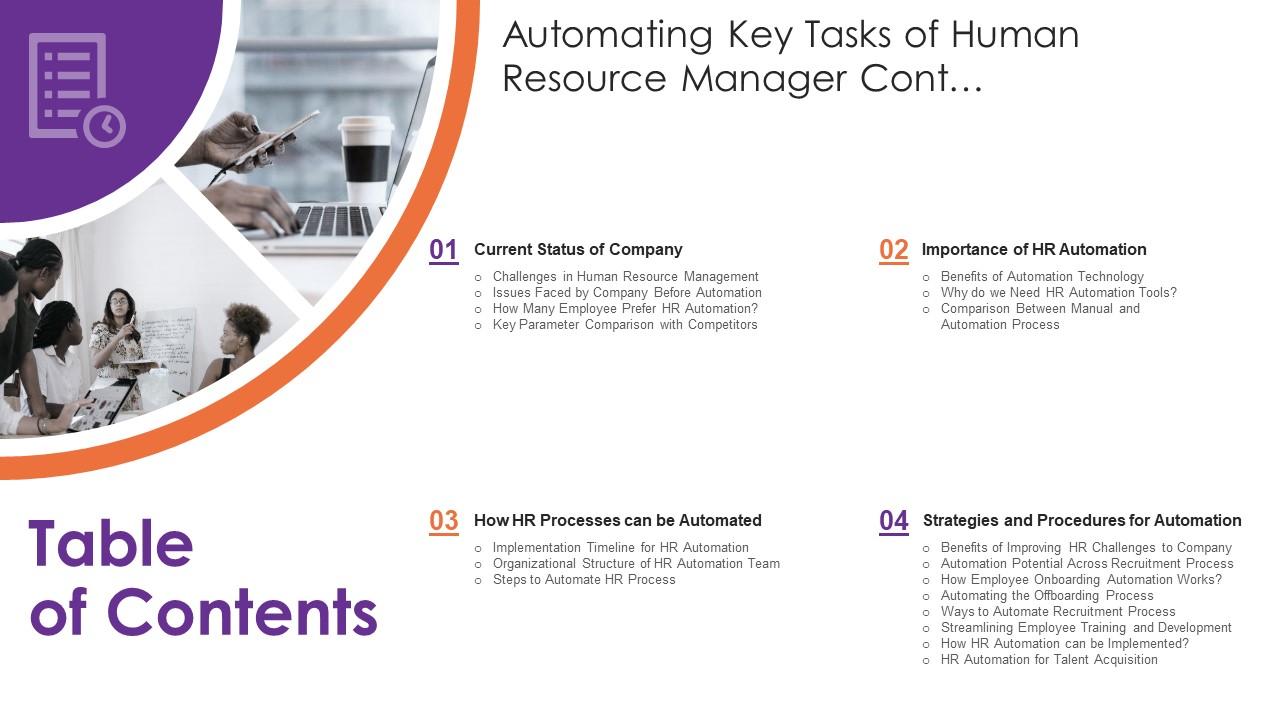 Table Of Contents Automating Key Tasks Of Human Resource Manager Cont ...