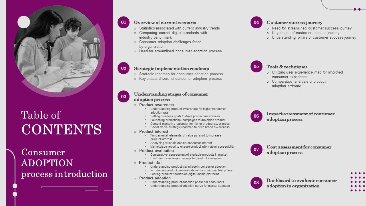 Table Of Contents Consumer ADOPTION Process Introduction PPT Slide