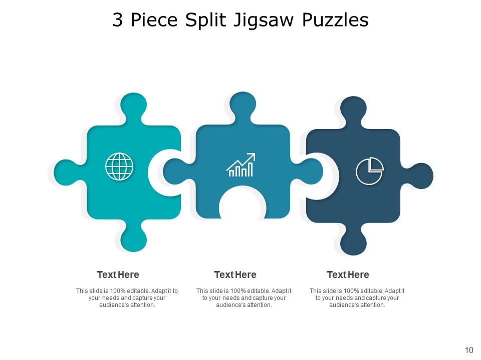 Three Piece Jigsaw Hexagon Puzzle Straight Circular Segments Triangle ...
