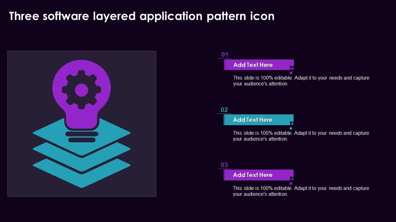 Three Software Layered Application Pattern Icon Ppt Powerpoint