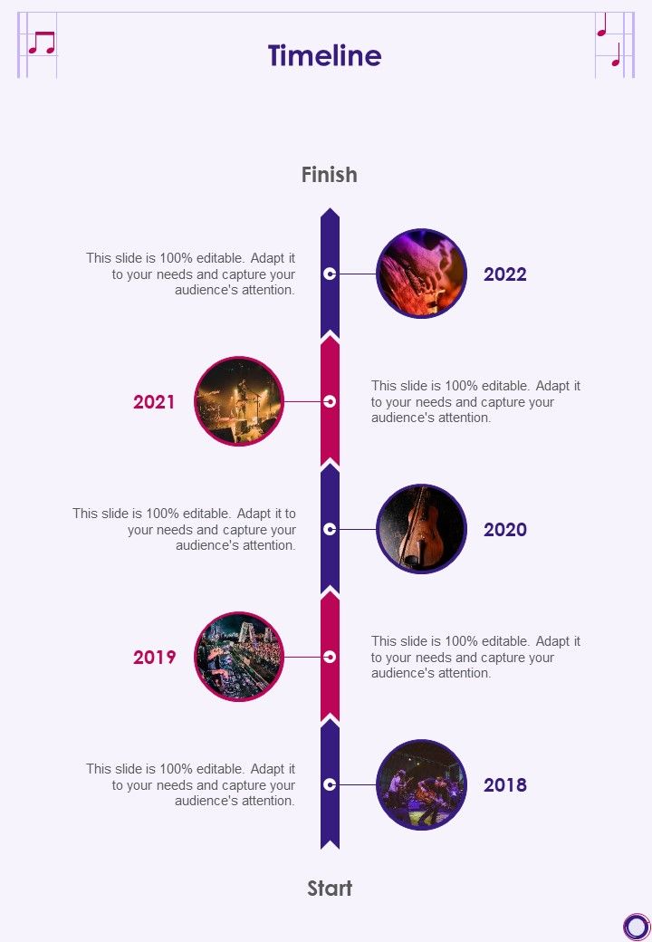 Timeline Musicians Event Proposal One Pager Sample Example Document | Presentation Graphics ...