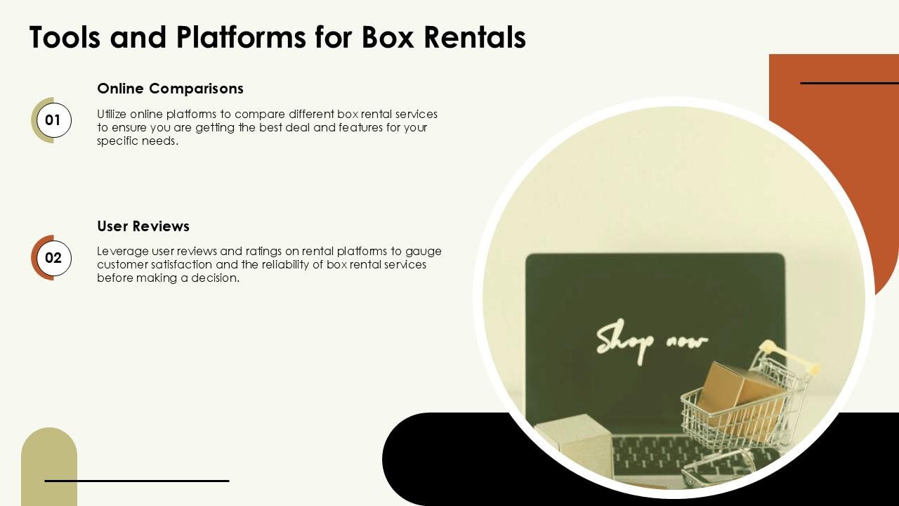Tools And Platforms For Box Rentals PPT Template ST AI SS PPT Slide