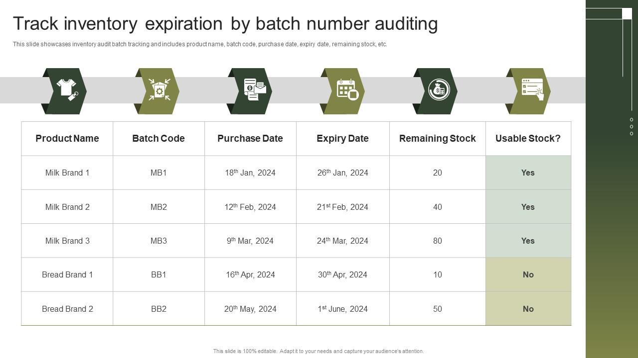 Track Inventory Expiration By Batch Number Auditing PPT PowerPoint