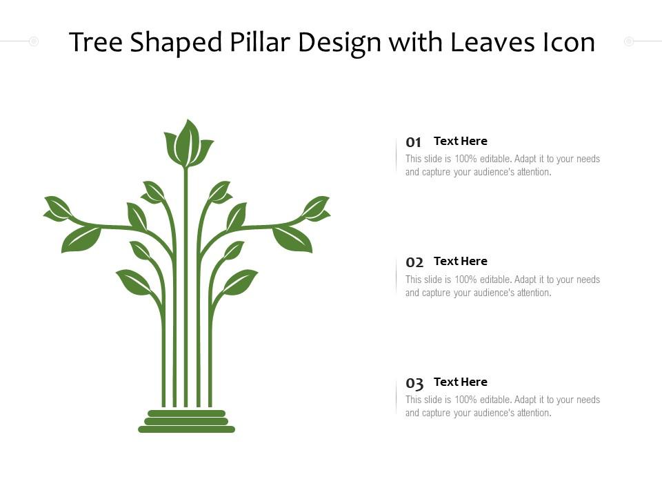 Tree Shaped Pillar Design With Leaves Icon | Presentation Graphics ...