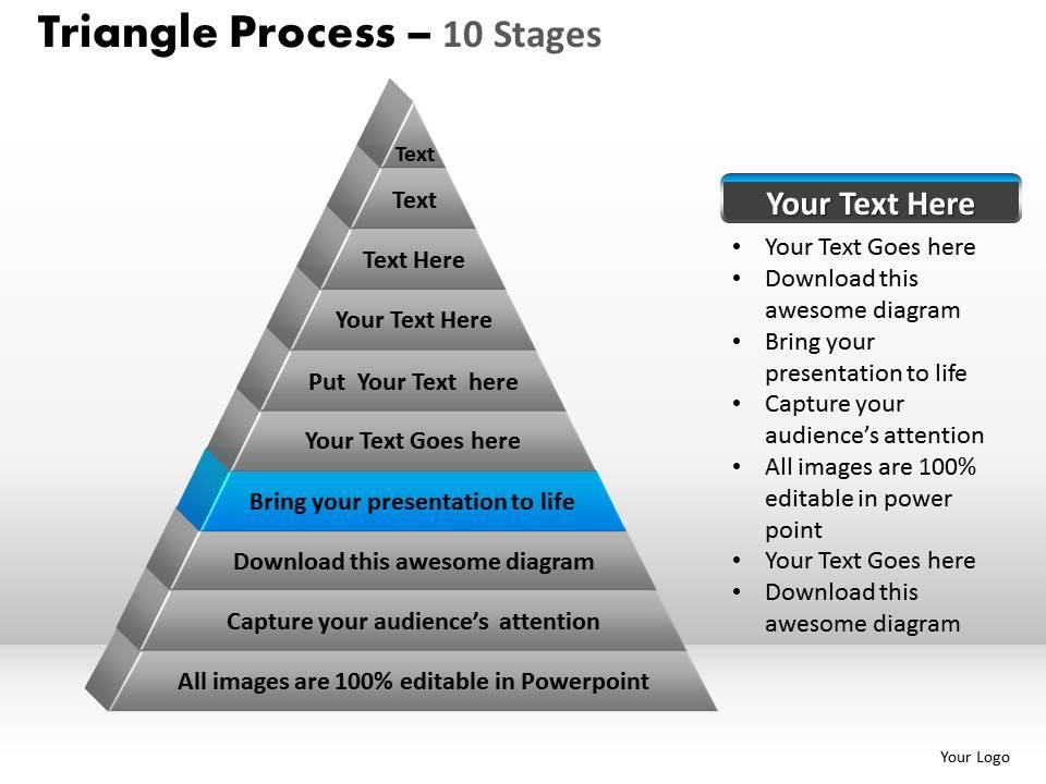 triangle process 10 stages powerpoint slides and ppt templates 0412 ...