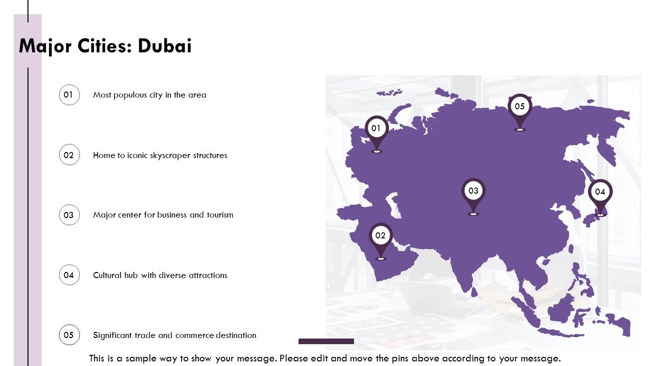 UAE Map Showing Major Cities And Geographic Features PPT Structure AT