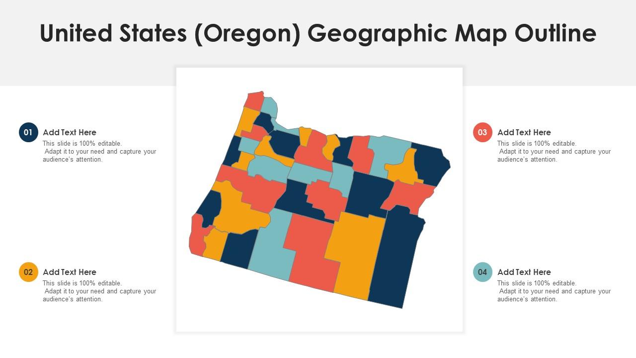 United States Oregon Geographic Map Outline PPT Sample