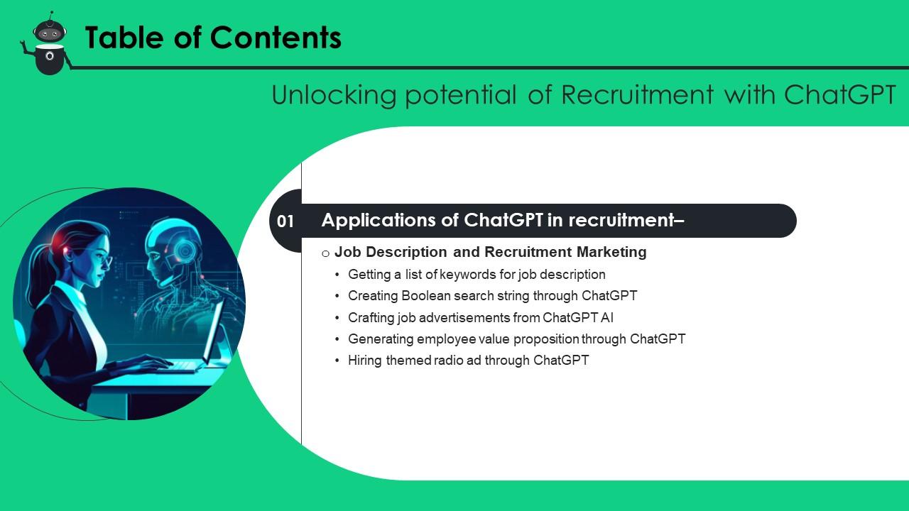 Unlocking Potential Of Recruitment Table Of Contens Chatgpt Ss V Ppt Sample