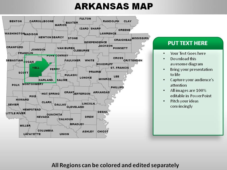 USA Arkansas State Powerpoint Maps | PowerPoint Slide Images | PPT ...