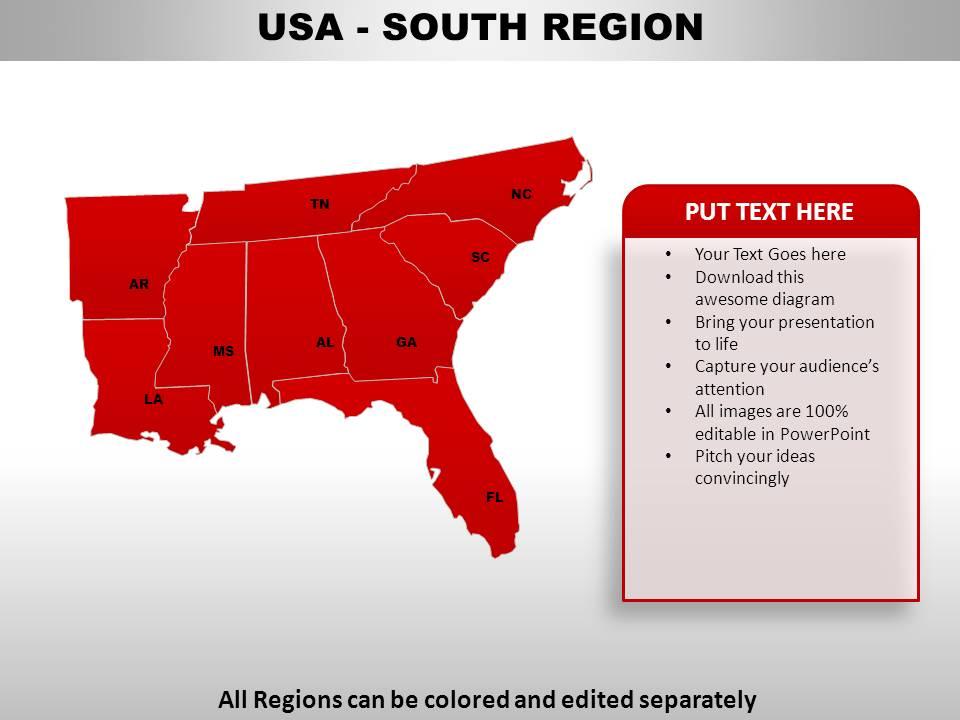USA South Region Country Powerpoint Maps | PowerPoint Slide Templates ...