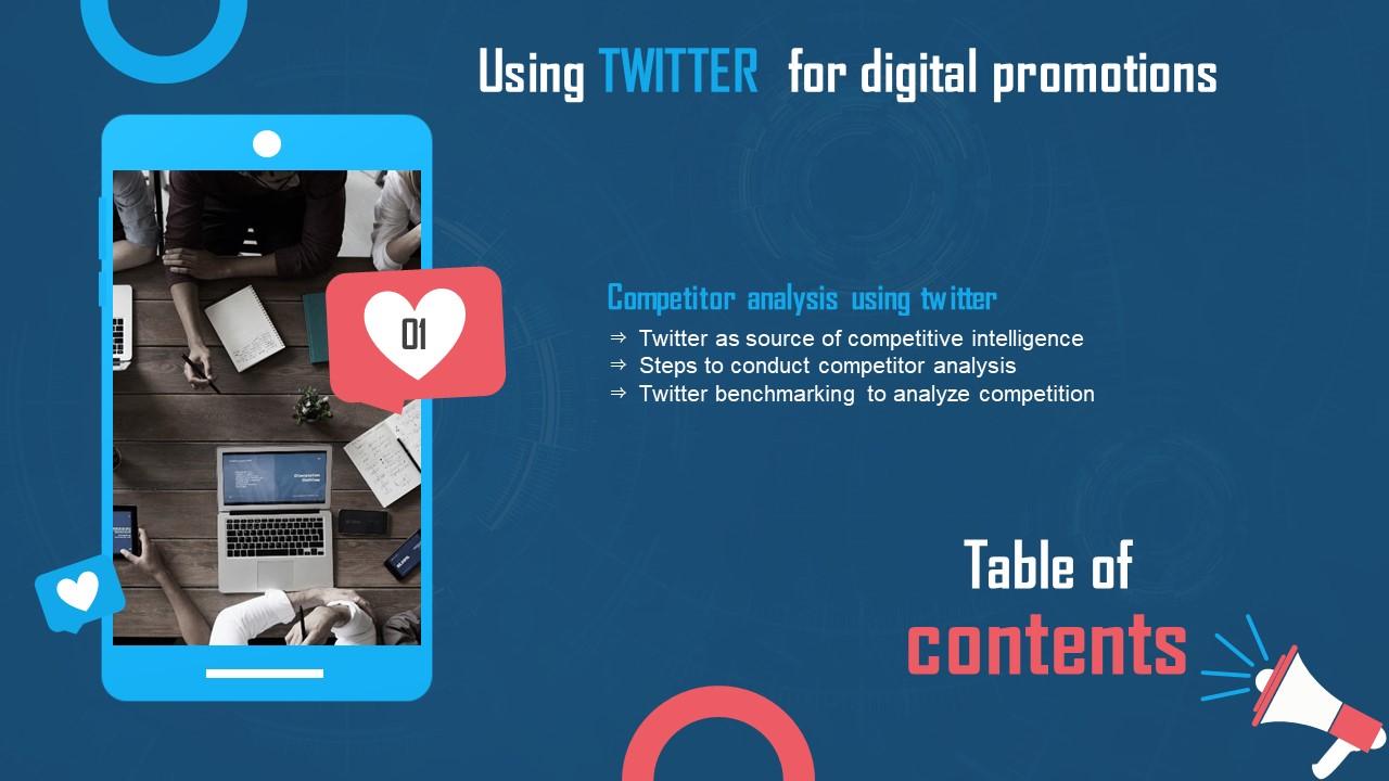 Using Twitter For Digital Promotions Table Of Contents Ppt Powerpoint Presentation File Aids Ppt