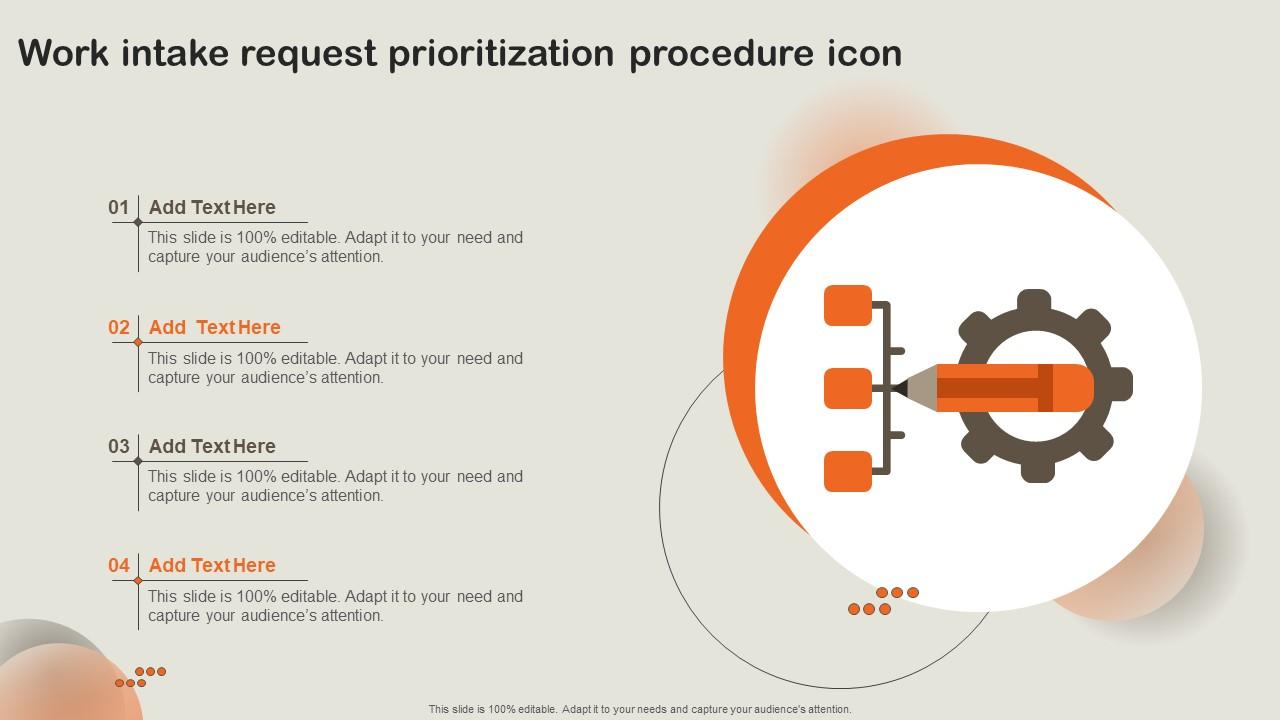 Work Intake Request Prioritization Procedure Icon Ppt Example