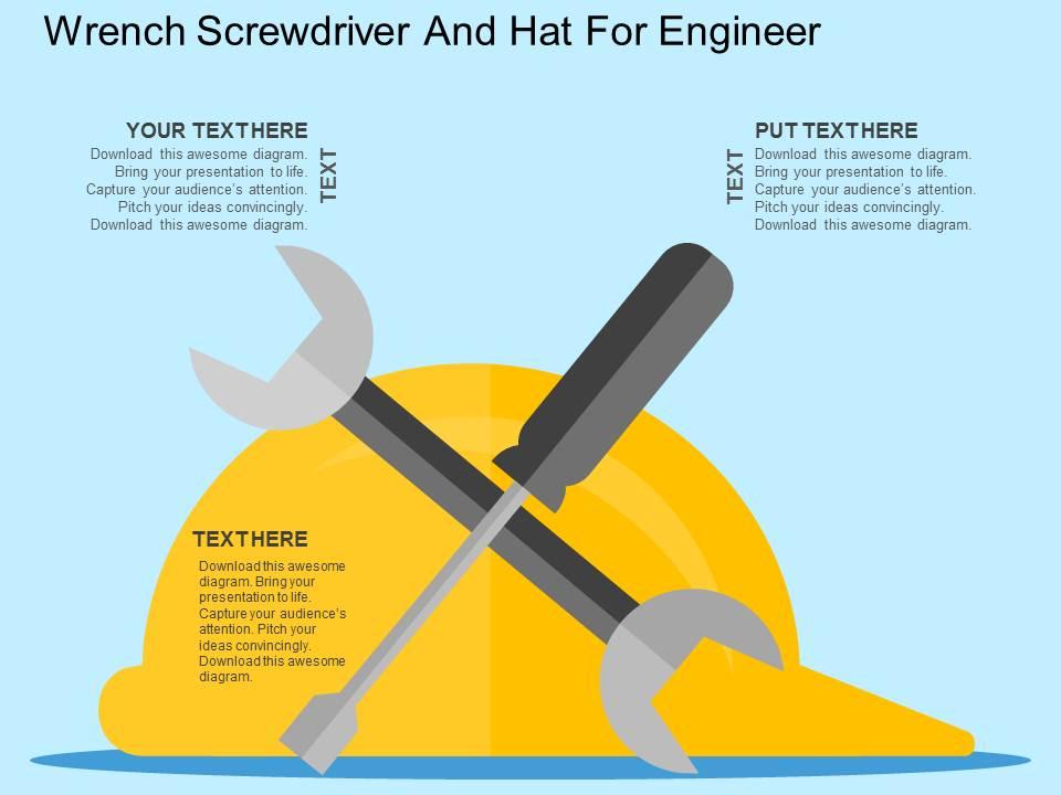Wrench Screwdriver And Hat For Engineer Flat Powerpoint Design ...