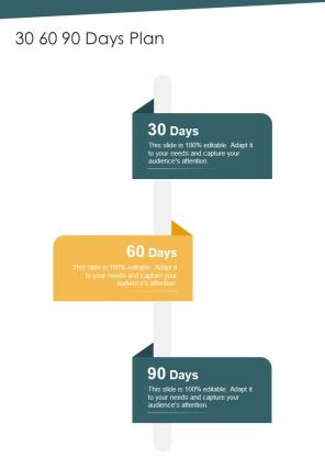 30 60 90 Days Plan Branding Design Proposal Template One Pager Sample ...