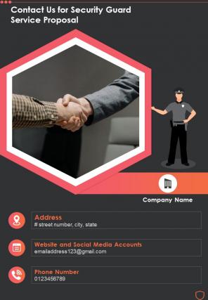Contact Us For Security Guard Service Proposal One Pager Sample Example Document | Presentation ...