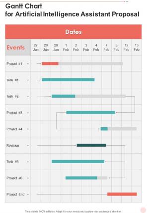 Gantt Chart For Artificial Intelligence Assistant Proposal One Pager Sample Example Document PPT ...