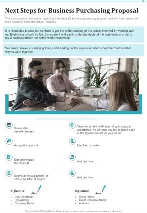 Next Steps For Business Purchasing Proposal One Pager Sample Example ...