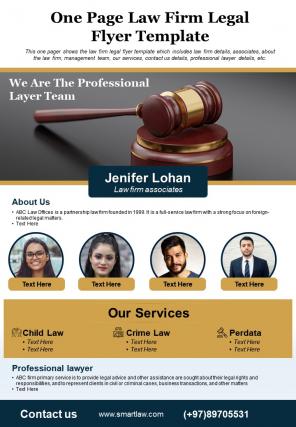 One Page Law Firm Legal Flyer Template Presentation Report PPT PDF ...