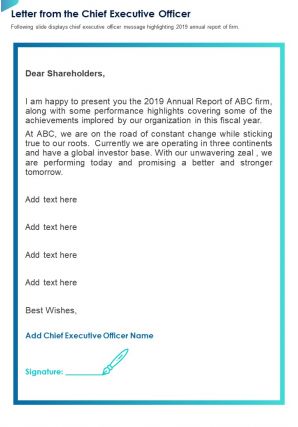 One Page Letter From The Chief Executive Officer Presentation Report ...