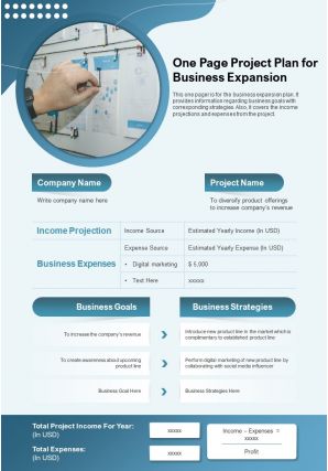 One Page Project Plans, Project Proposals and Executive Summaries