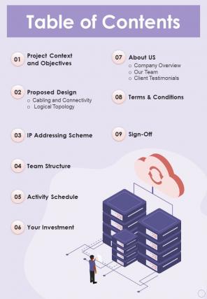 Table Of Contents Network Engineering Project Design Proposal One Pager ...