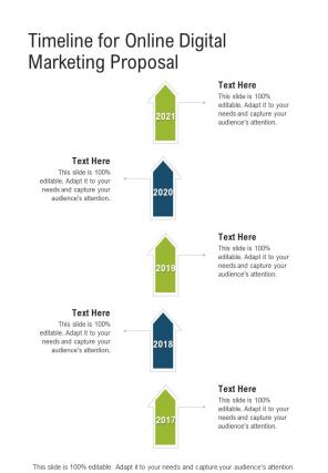 Timeline For Online Digital Marketing Proposal One Pager Sample Example Document | Presentation ...