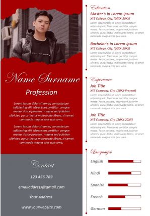 Unique CV Format Visual Resume Design With Working Skills | PowerPoint ...