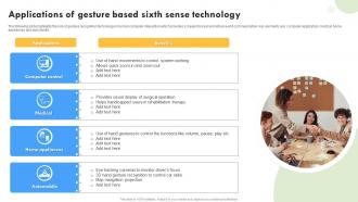 Applications Of Gesture Based Sixth Sense Technology PPT Template
