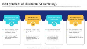 Best Practices Of Classroom Ai Technology Ai In Education Transforming Teaching And Learning AI ...