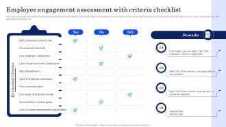 Employee Engagement Assessment With Criteria Checklist Building Productive Workforce PPT Slide