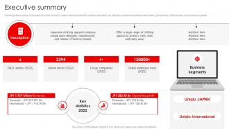 Executive Summary Uniqlo Company Profile Ppt Sample CP SS PPT Template