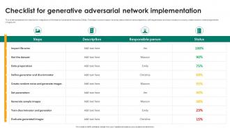 Generative Adversarial Networks Checklist For Generative Adversarial Network Implementation PPT ...