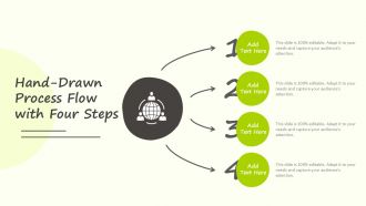 Hand Drawn Process Flow With Four Steps Infographic Powerpoint Template